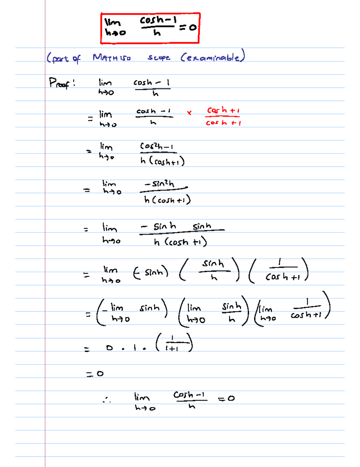 Lecture 30 A Proof Of Limits Of Trigonometric Functions Lim Cosh 1