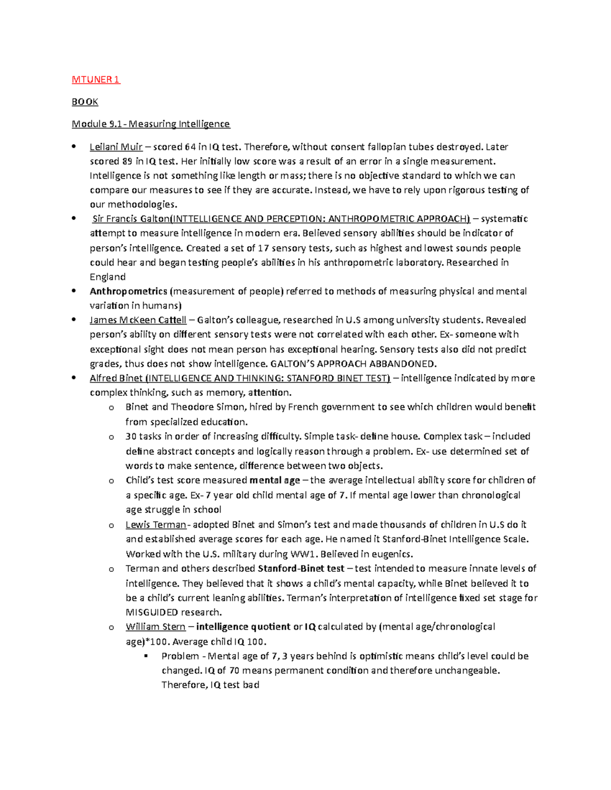 PSYA02 Text and Lecture Notes - MTUNER 1 BOOK Module 9- Measuring ...