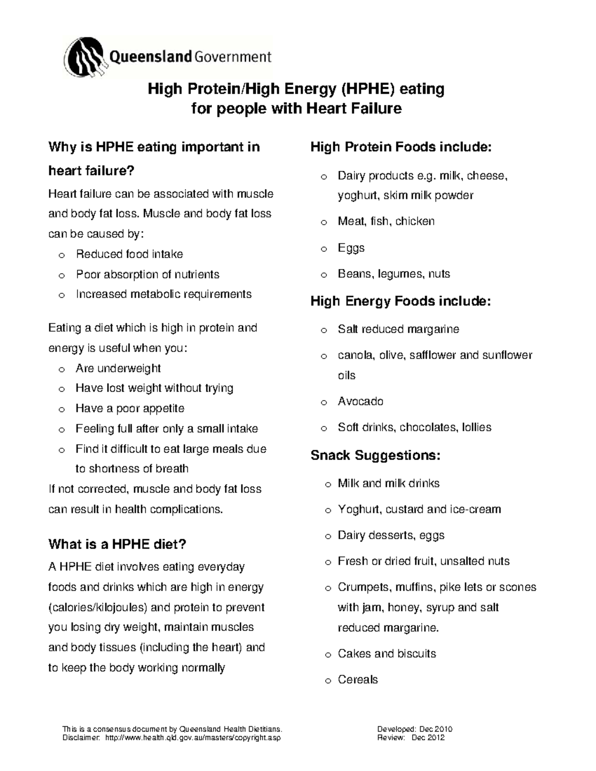Cardiac hphe - notes on dietitian - High Protein/High Energy (HPHE ...