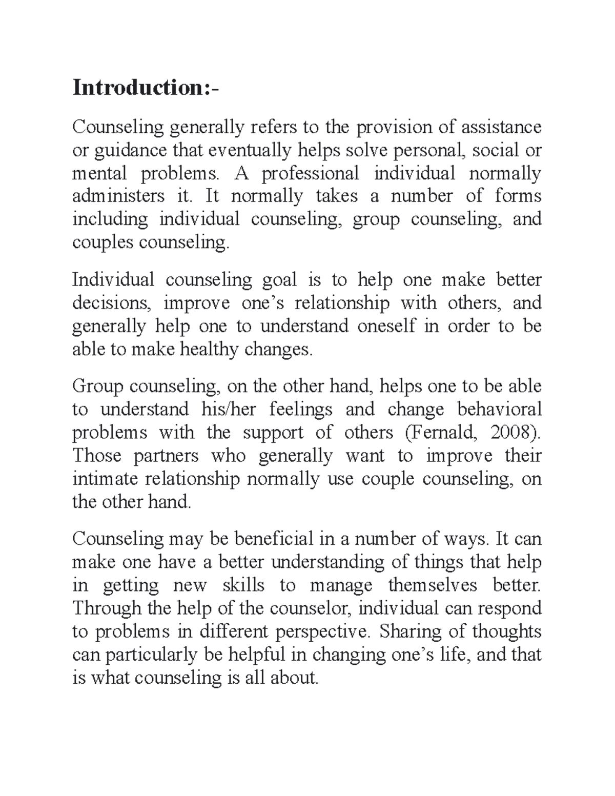 Patient counselling - Introduction:- Counseling generally refers to the ...