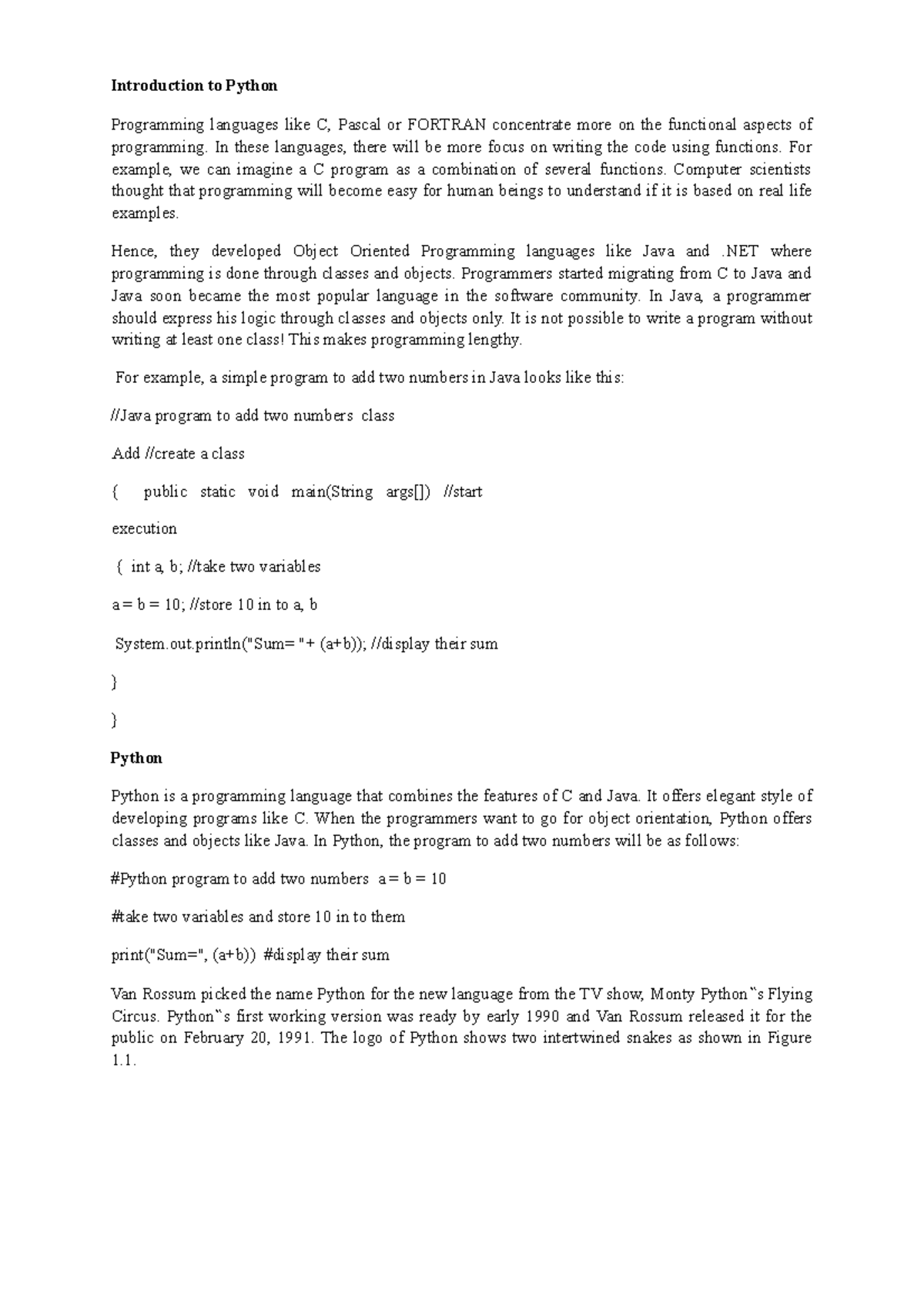 Python 2 - Introduction to Python Programming languages like C, Pascal ...