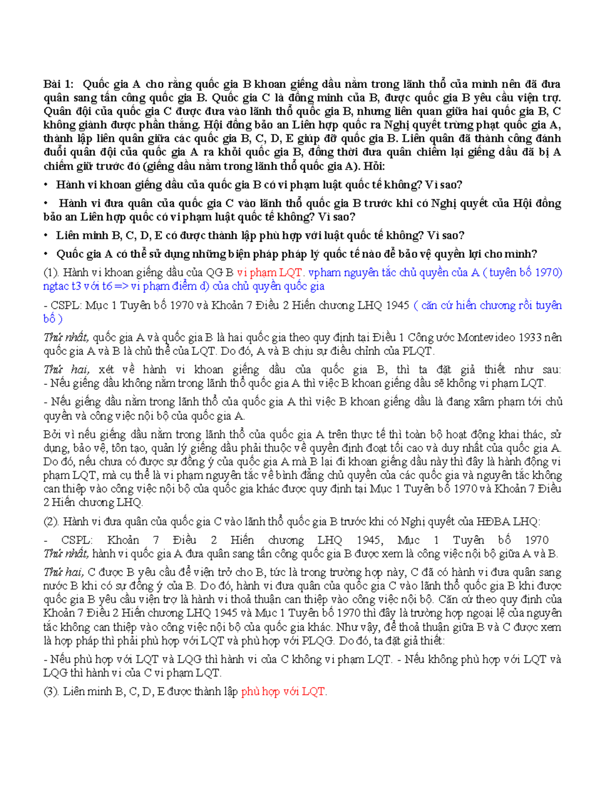 TÌNH HUỐNG SGK - fggngf - Bài 1: Quốc gia A cho rằng quốc gia B khoan giếng dầu nằm trong lãnh ...