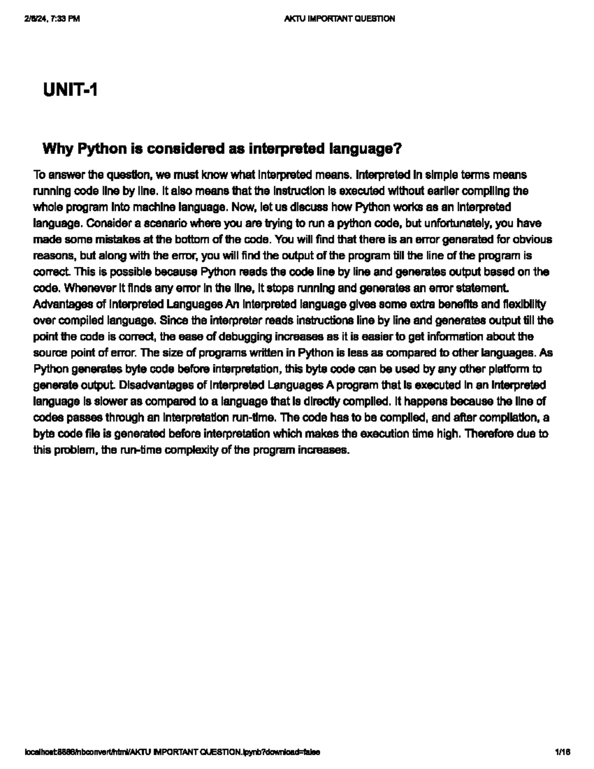 Python all unit IMP Question - 7:33 PM AKTU IMPORTANT QUESTION Why ...