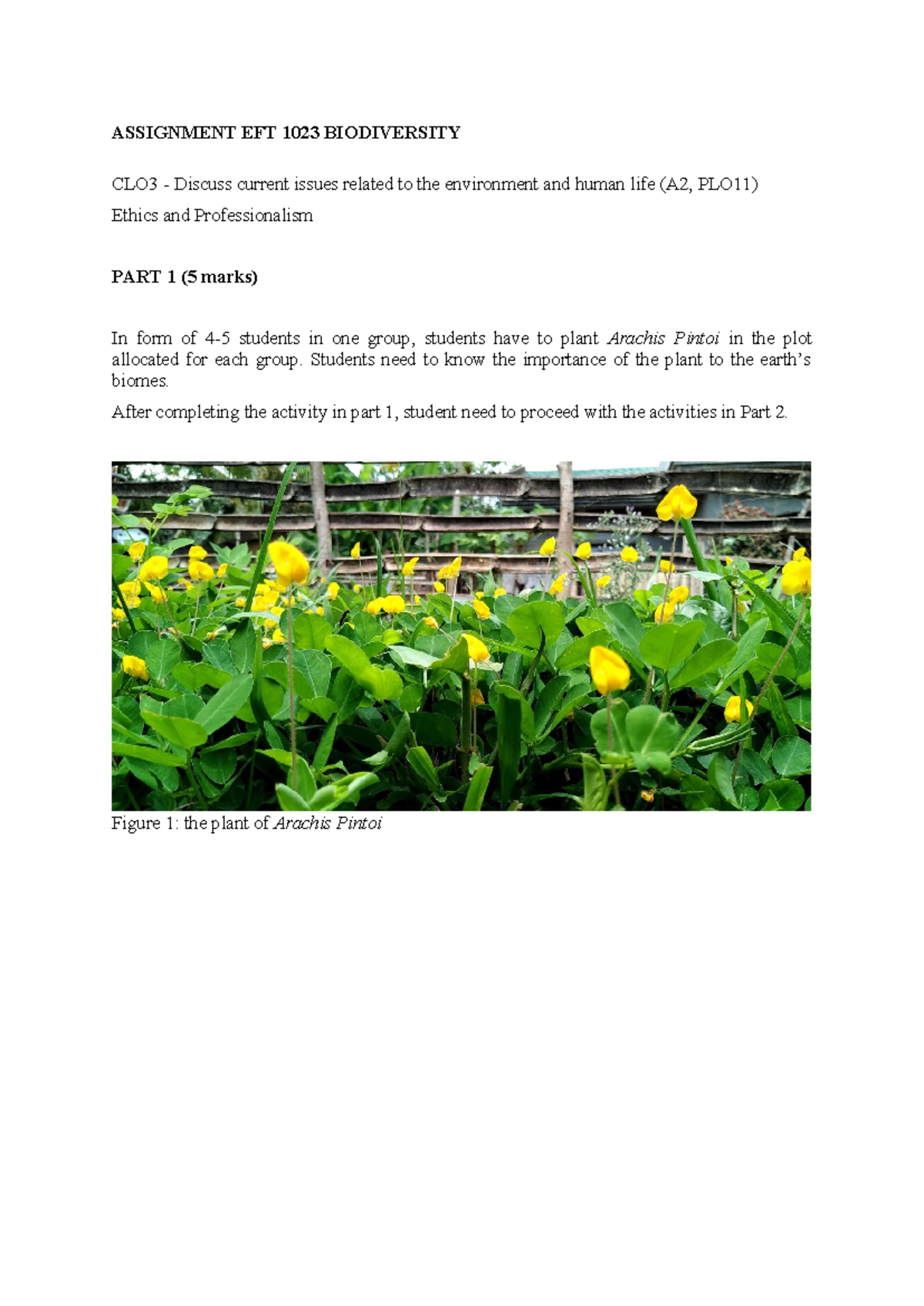 Assignment EFT 1023 Biodiversity - ASSIGNMENT EFT 1023 BIODIVERSITY ...