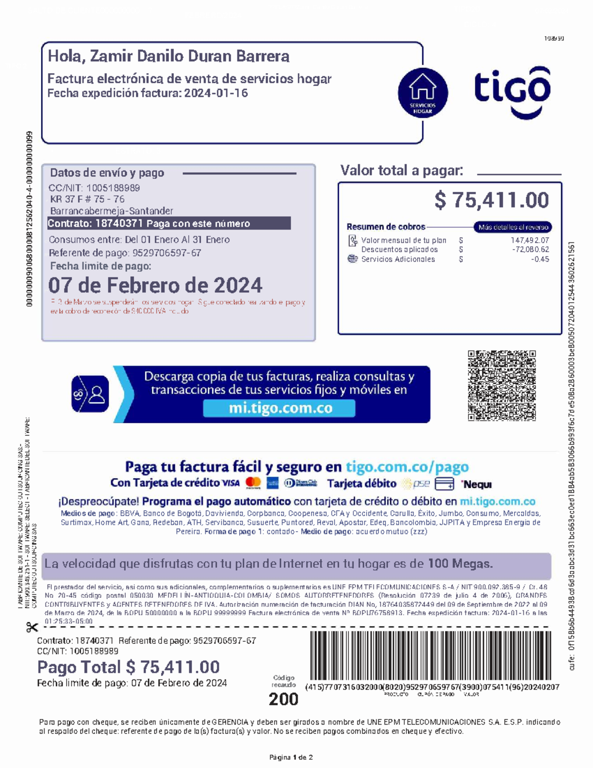 Tigo hogar 2 - Bdjdn - ??FLAG??Zamir Danilo Duran Barrera FEBRERO ...