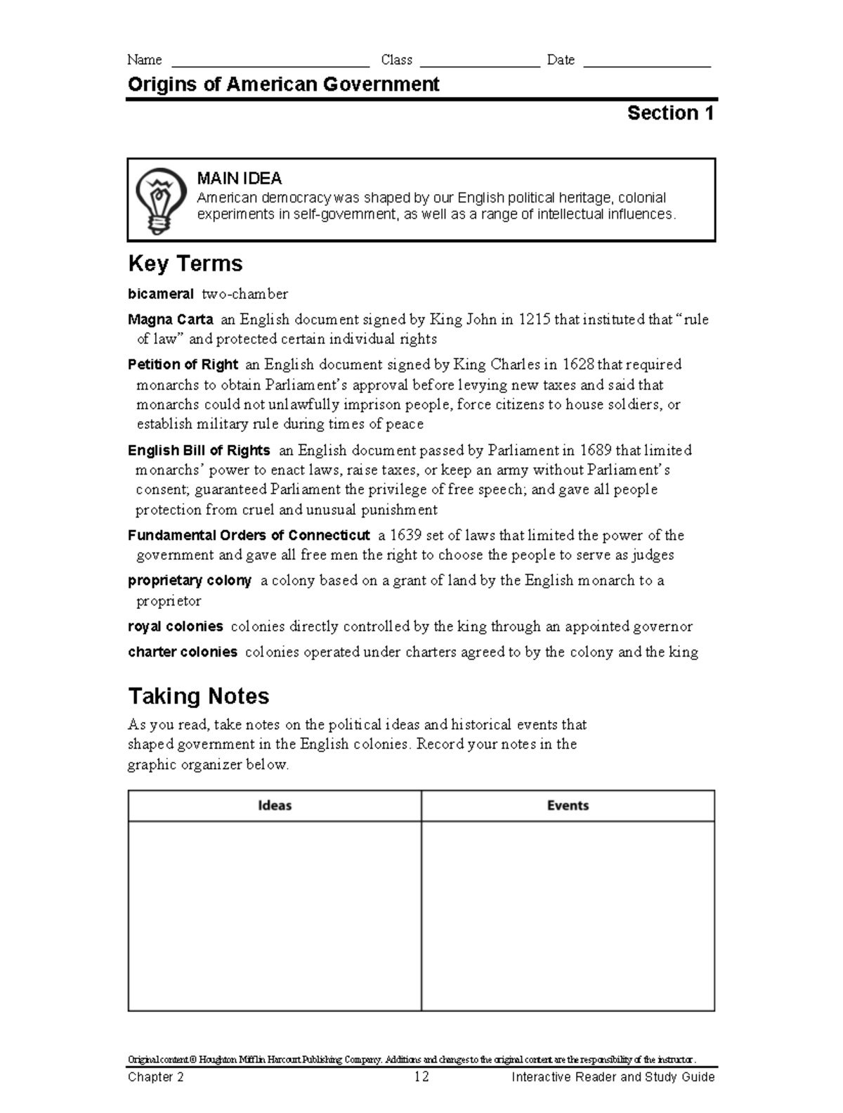 Section 1 The Roots of American Democracy Interactive Reader and Study ...