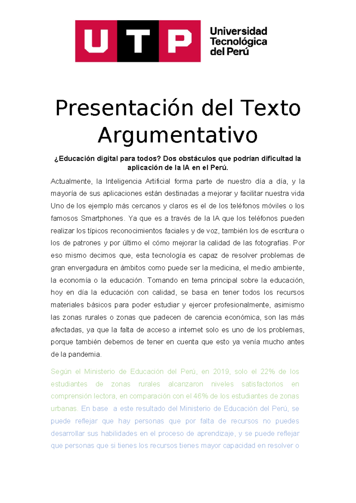 Texto Argumentativo S06 - Presentación del Texto Argumentativo ...