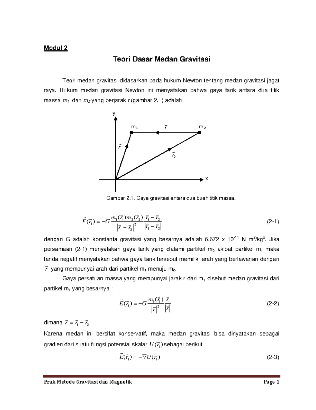 Modul 2 - Teori Dasar Medan Gravitasi - Modul 2 Teori Dasar Medan ...