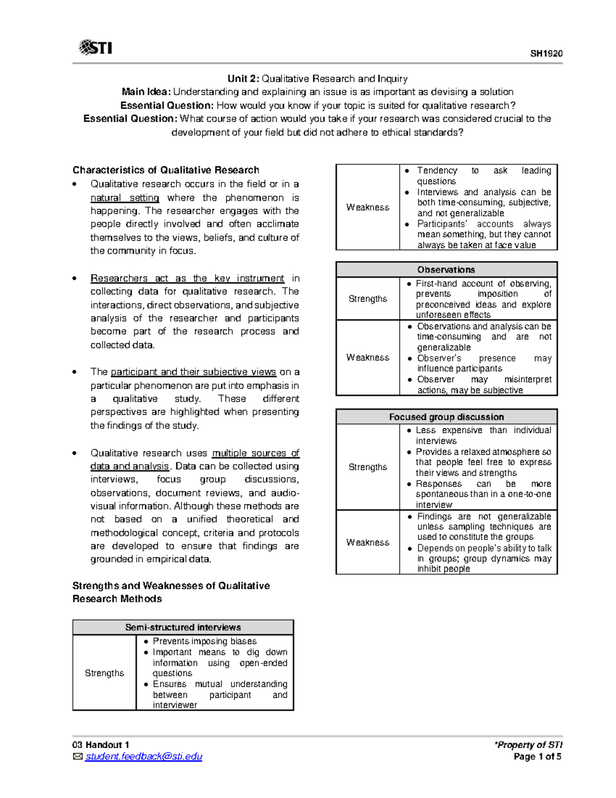 SH1920 - Practical Research 1 03 Handout 1 - 03 Handout 1 *Property of STI student@sti Page 1 of ...