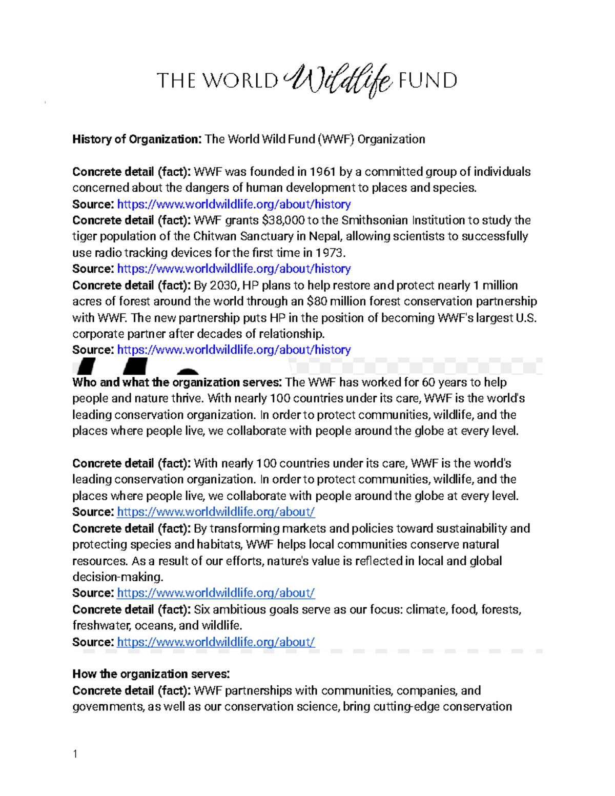 Activity 5.2.2 - Research Outline Eng10 Sem2 - The World Wildlife Fund ...