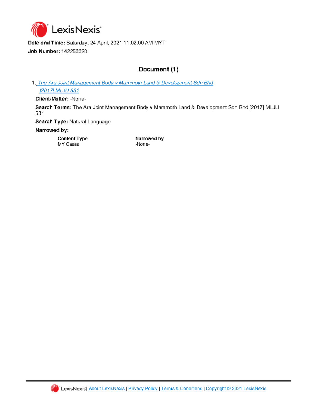 The Ara Joint Management Body v Mammoth Land & Development - Justin ...