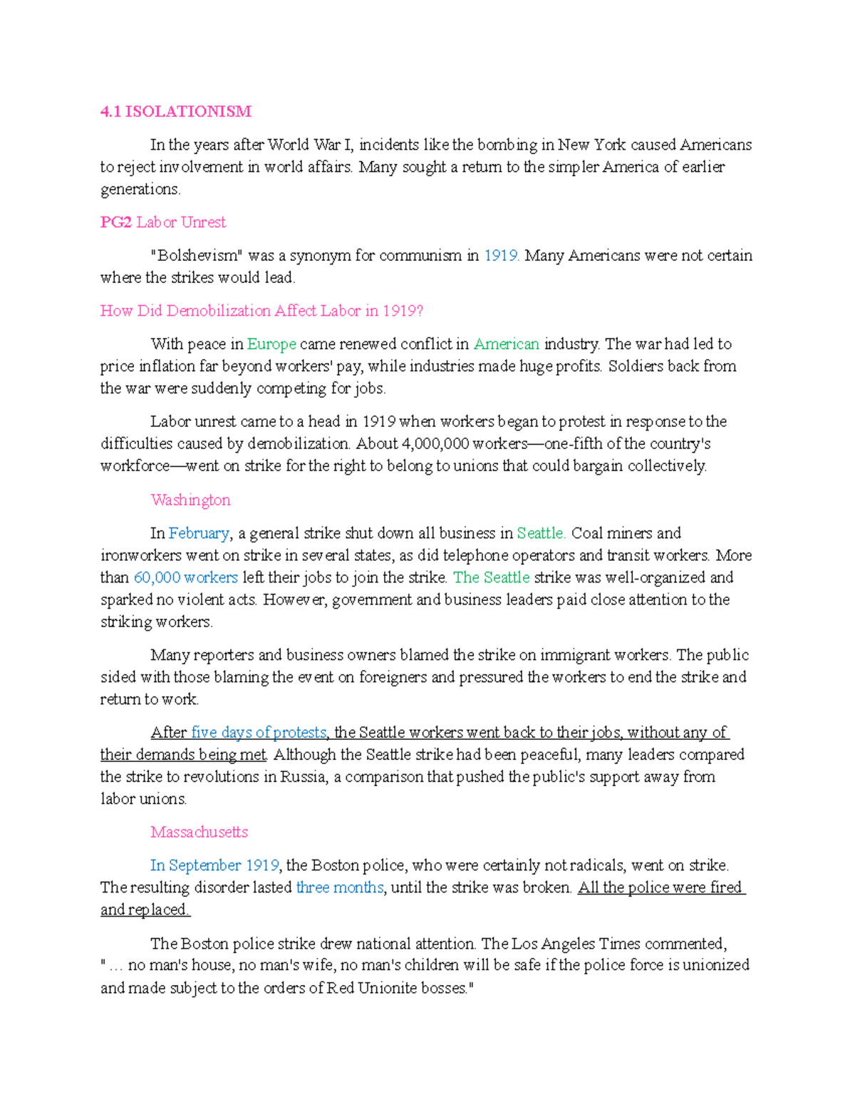History mod 4 - n/a - 4 ISOLATIONISM In the years after World War I ...