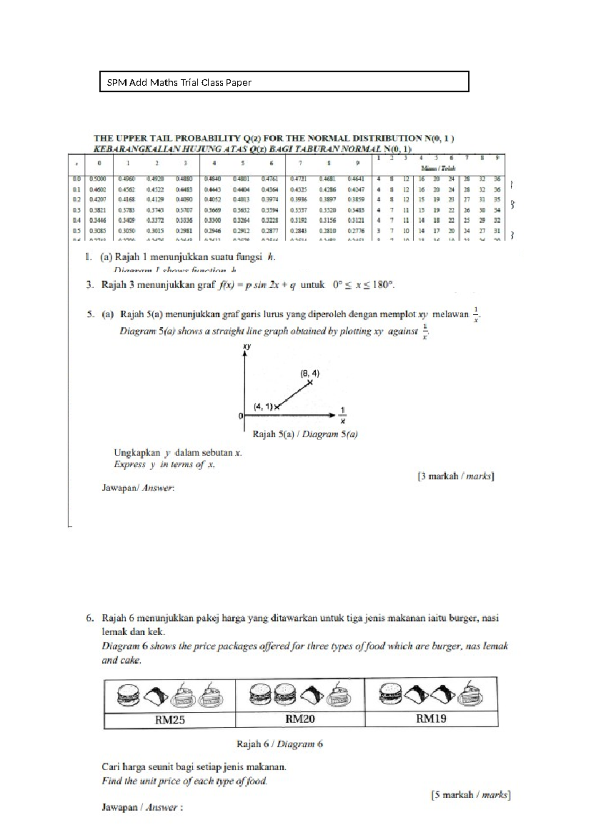 SPM Add Maths Trial Class Questions - SPM Add Maths Trial Class Paper ...
