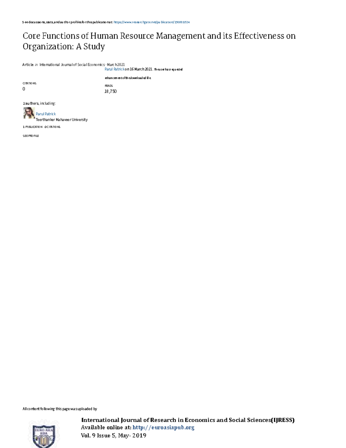 Journal OF Human Resource Management-Function of HRM - See discussions ...