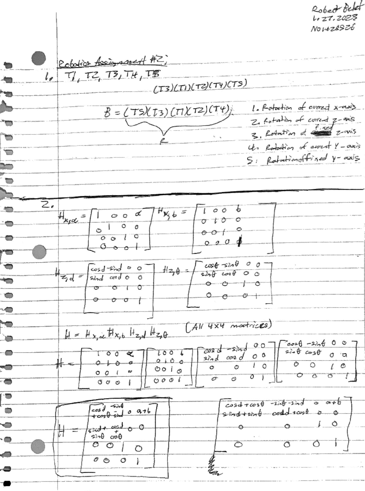 Robotics Assignment #2 - EML 4930 - Studocu