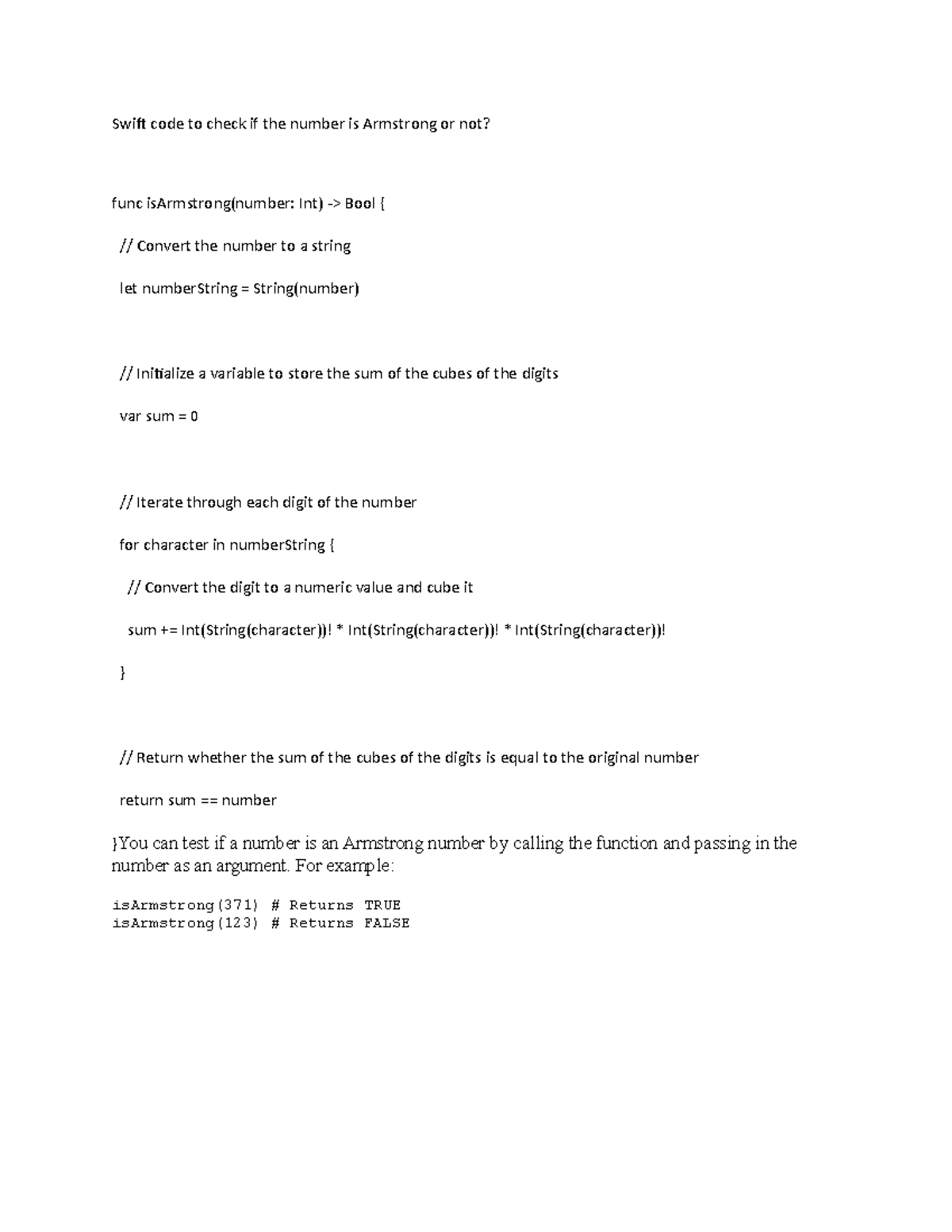 Swift Armstrong - Swift code to check if the number is Armstrong or not ...