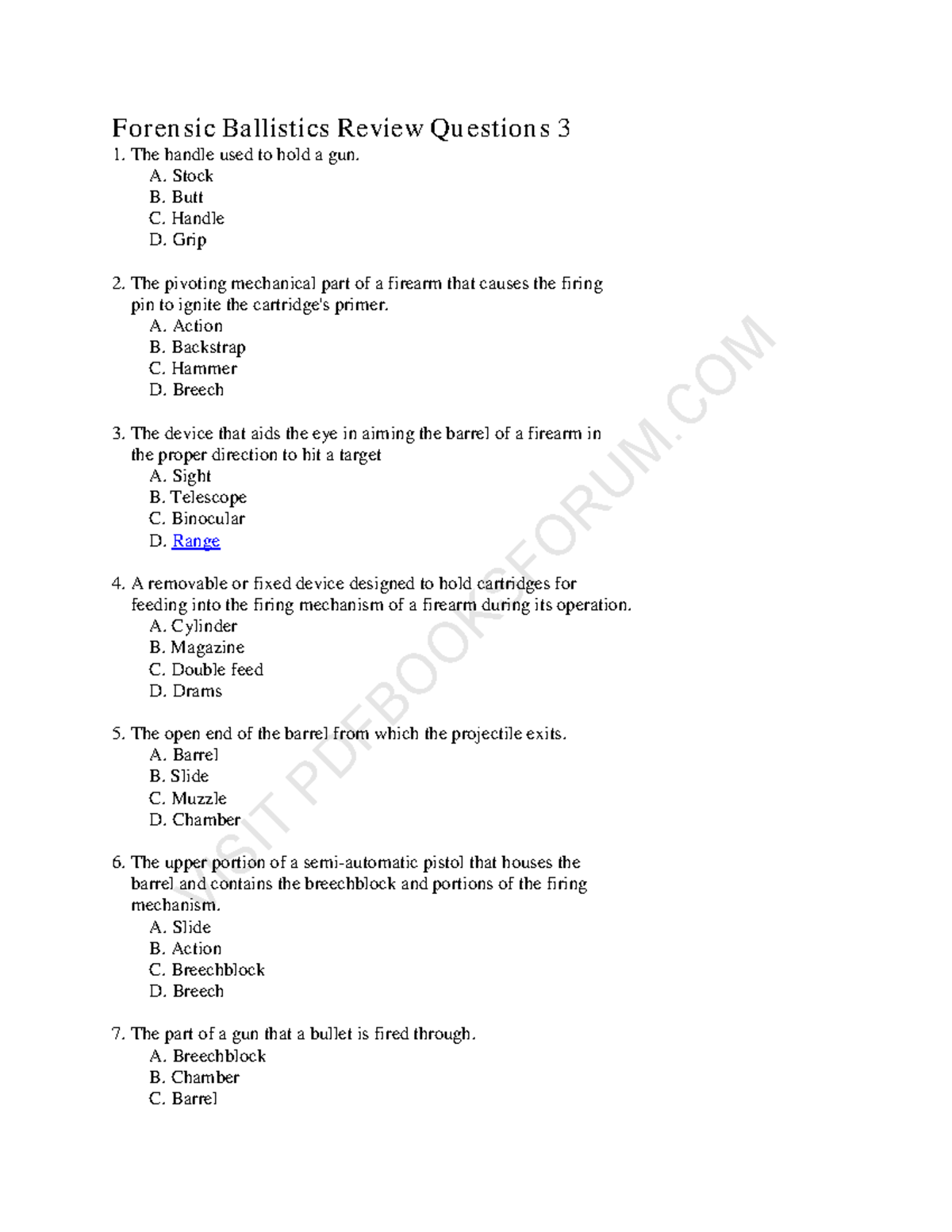 Ballistics Review Maze Answer Key Ballistics Study Guide: Un
