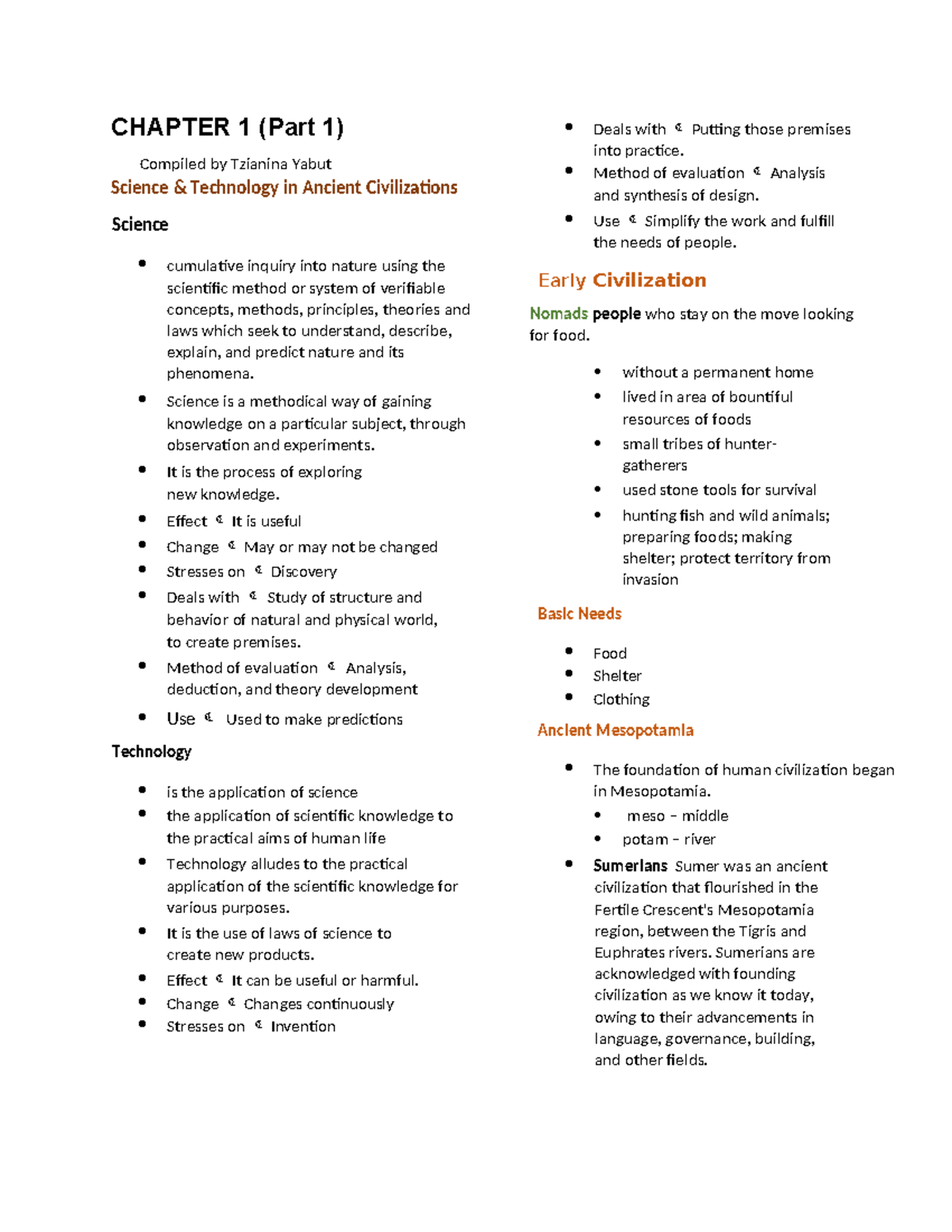 STS chap1 5 Reviewer - CHAPTER 1 (Part 1) ####### Compiled by Tzianina Yabut Science & - Studocu