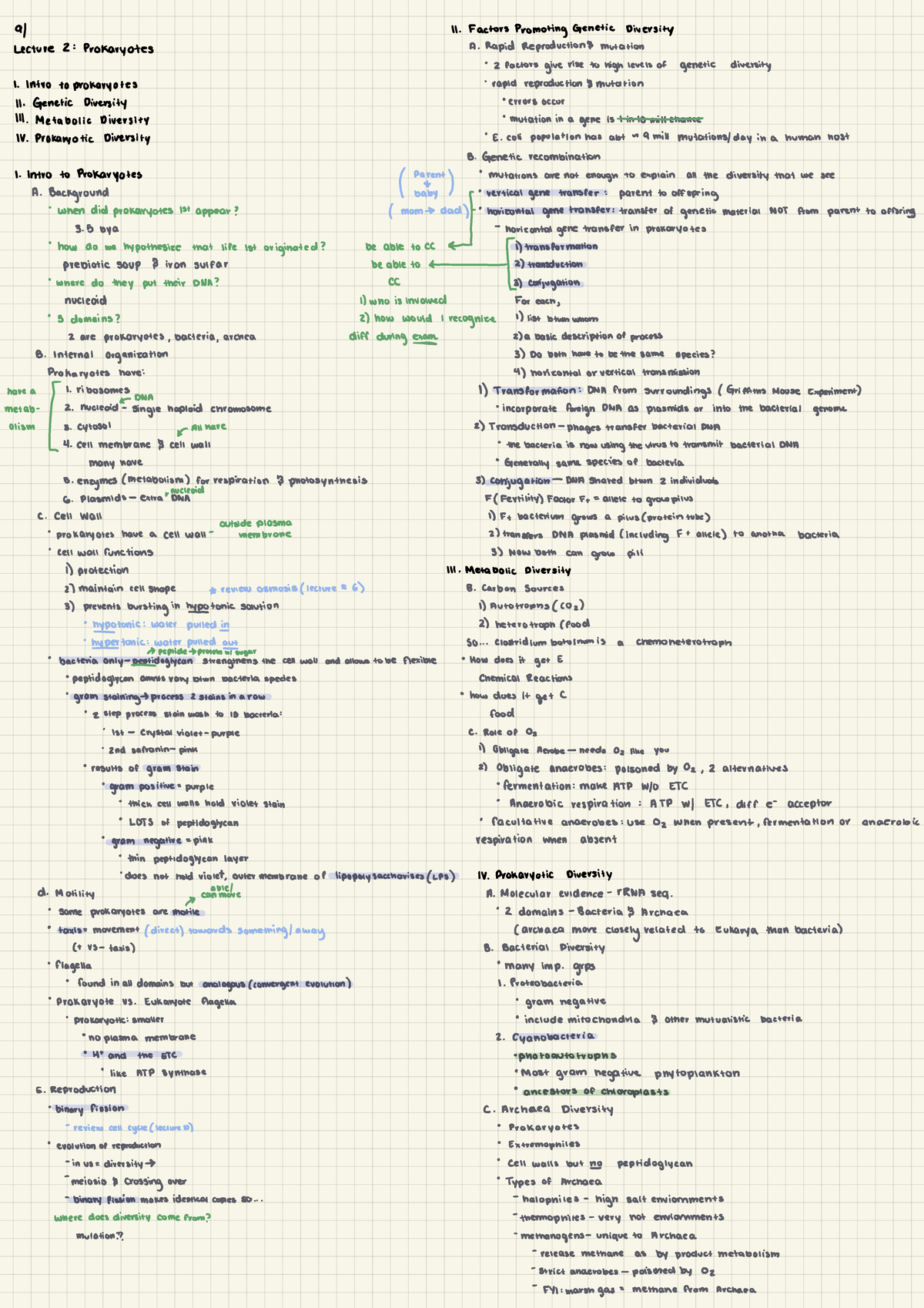 Lecture 2 - Gen bio 2 notes for Beal - al I. Factors Promoting Genetic ...