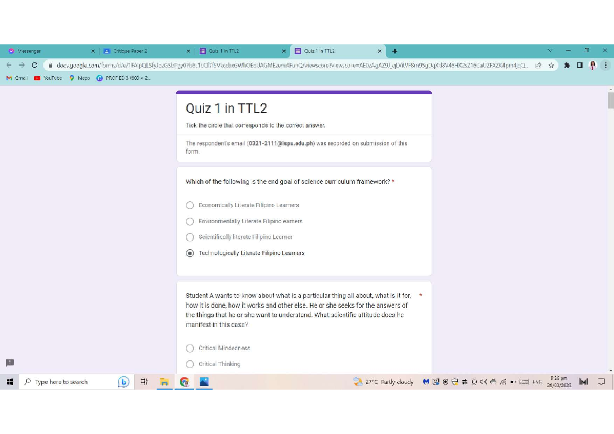 TTL2 Quiz 1 Reviewer - gfxhcf - Special Topics in Biology - Studocu