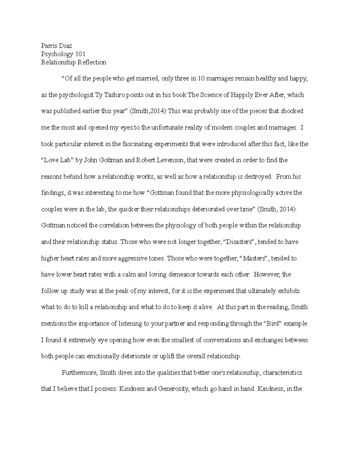 Relationship Reflection - Parris Diaz Psychology 101 Relationship ...