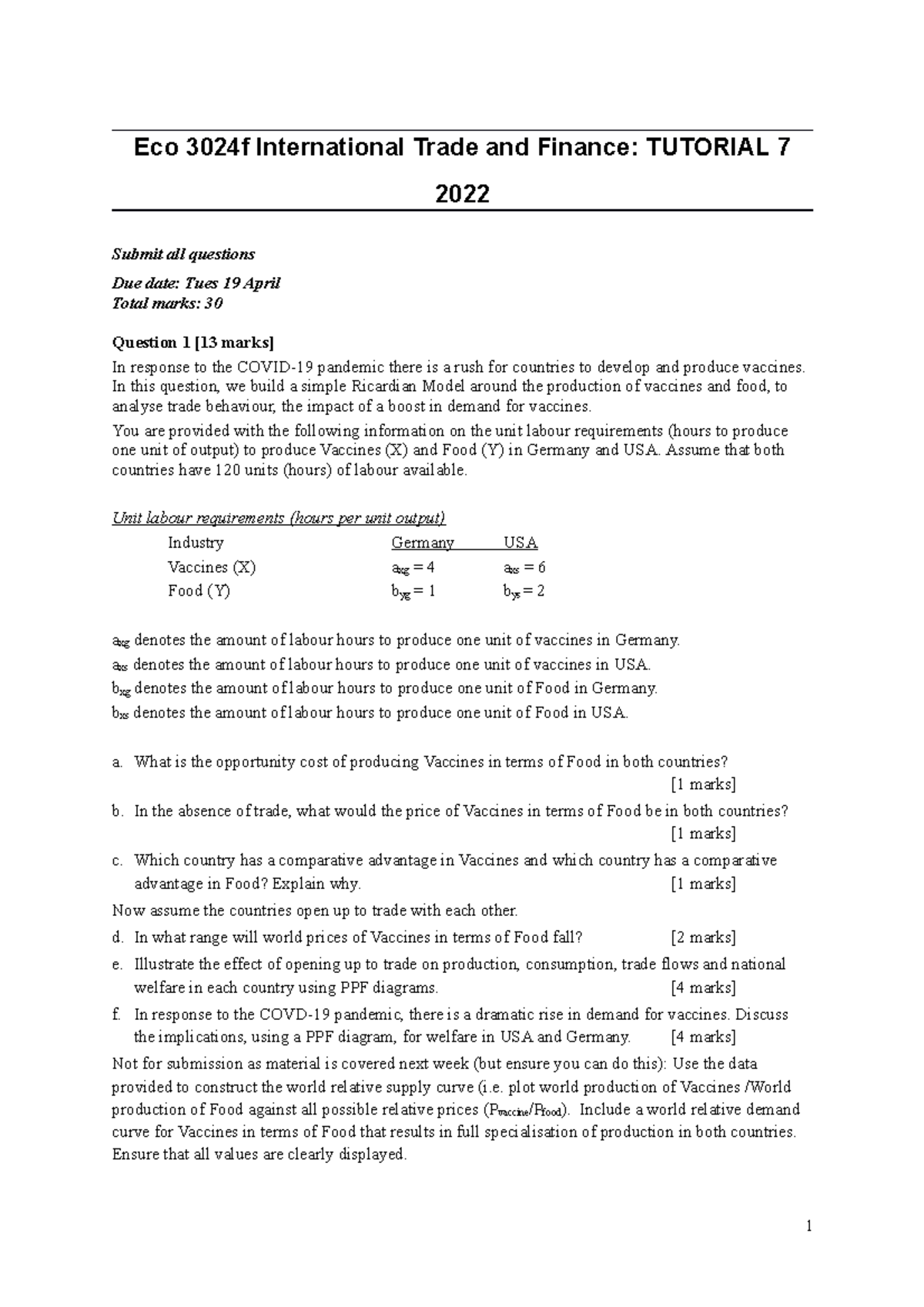 Tutorial 7 Trade 2022 - Eco 3024f International Trade and Finance ...