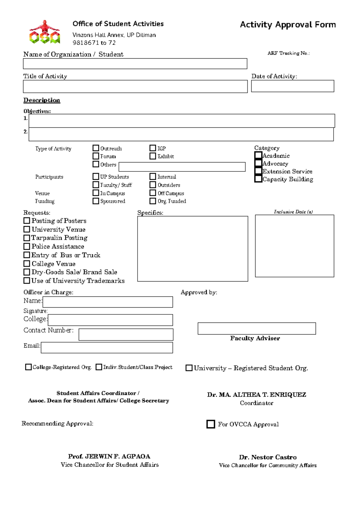OSA Form - OSA Form - Geodetic Engineering - University of the ...