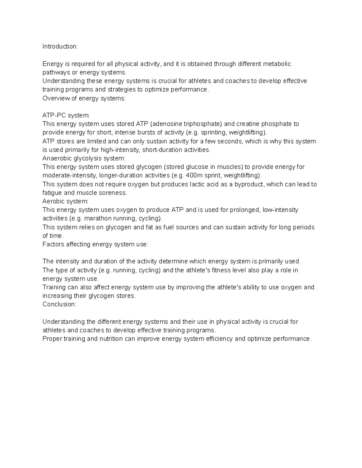 Introduction - Introduction: Energy is required for all physical ...