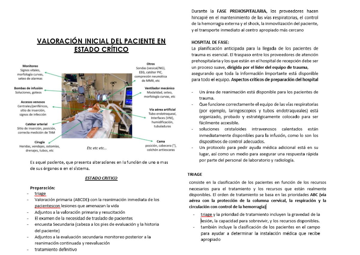 Valoración Inicial DEL Paciente EN Estado Crítico - VALORACI”N INICIAL DEL PACIENTE EN ESTADO ...