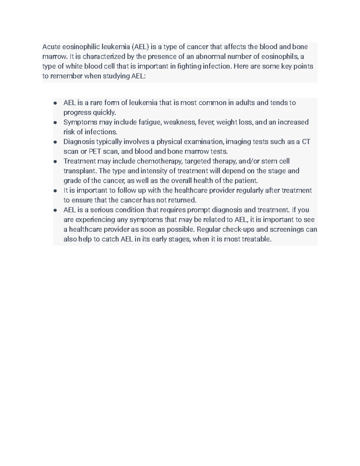 acute eosinophilic leukemia study guide - Acute eosinophilic leukemia ...