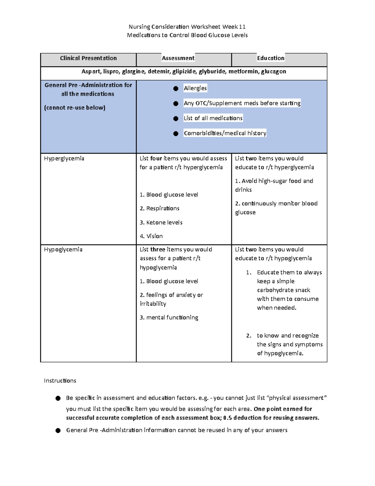 118 BS Nursing Consideration Worksheet Week 11 Student - Nursing ...