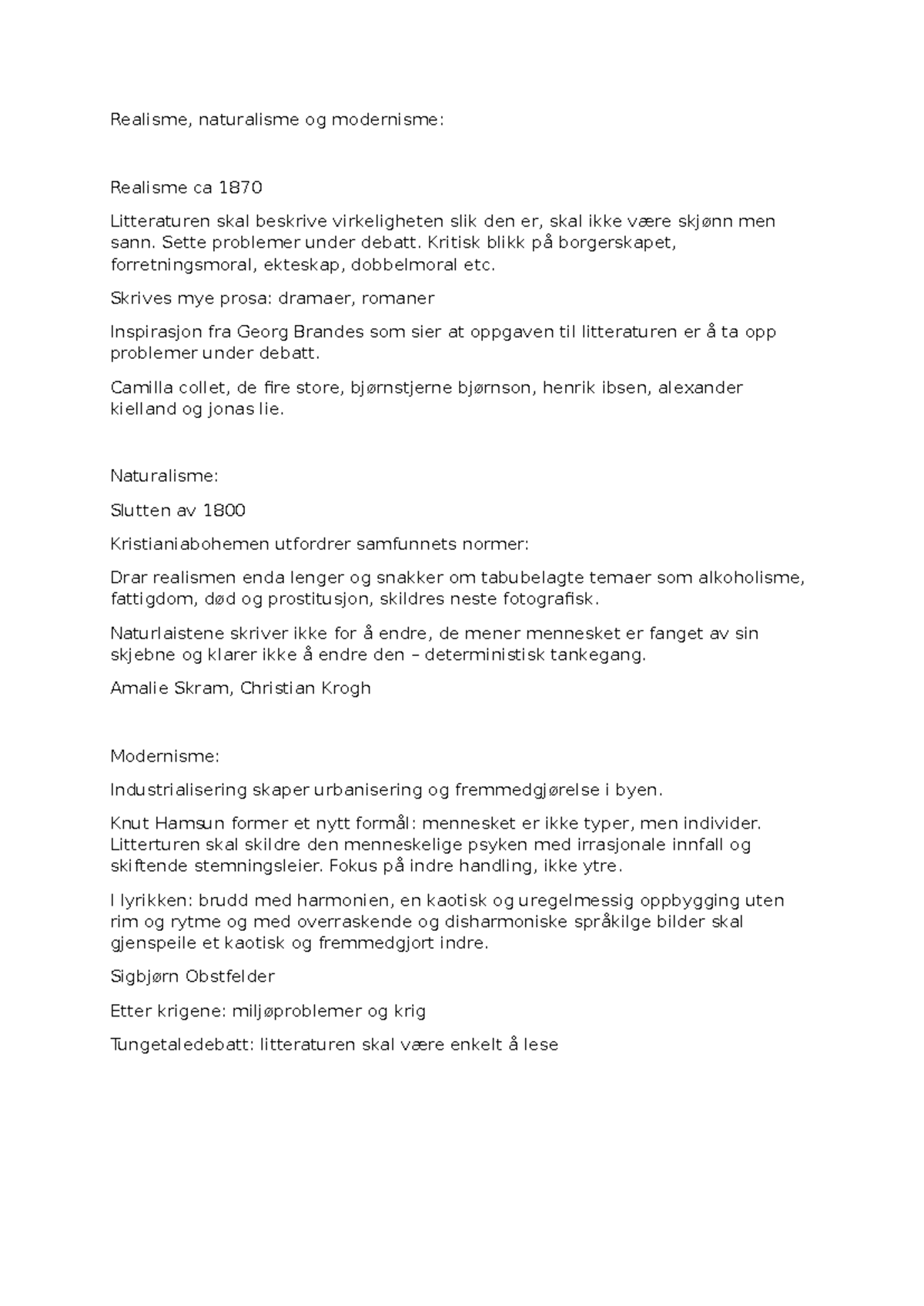 Realisme, naturalisme og modernisme - Realisme, naturalisme og ...