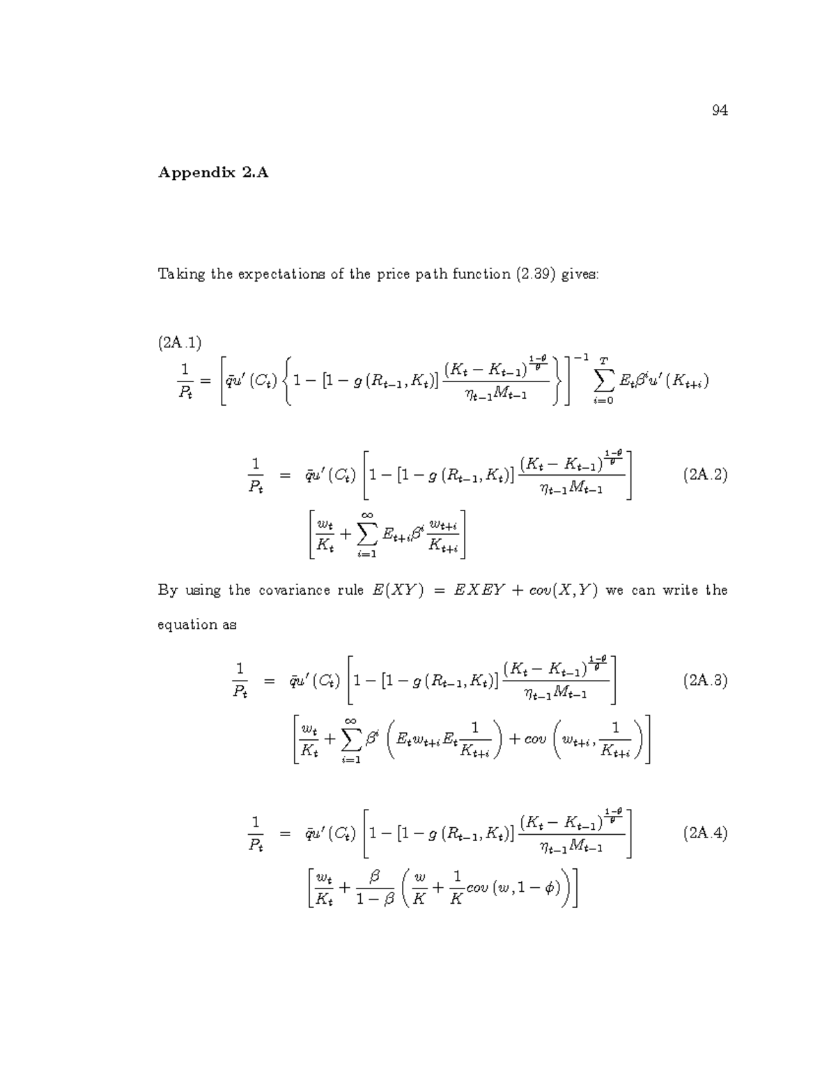 Lessons AND Evidence 32 - 94 Appendix 2 Taking the expectations of the price path function (2 ...
