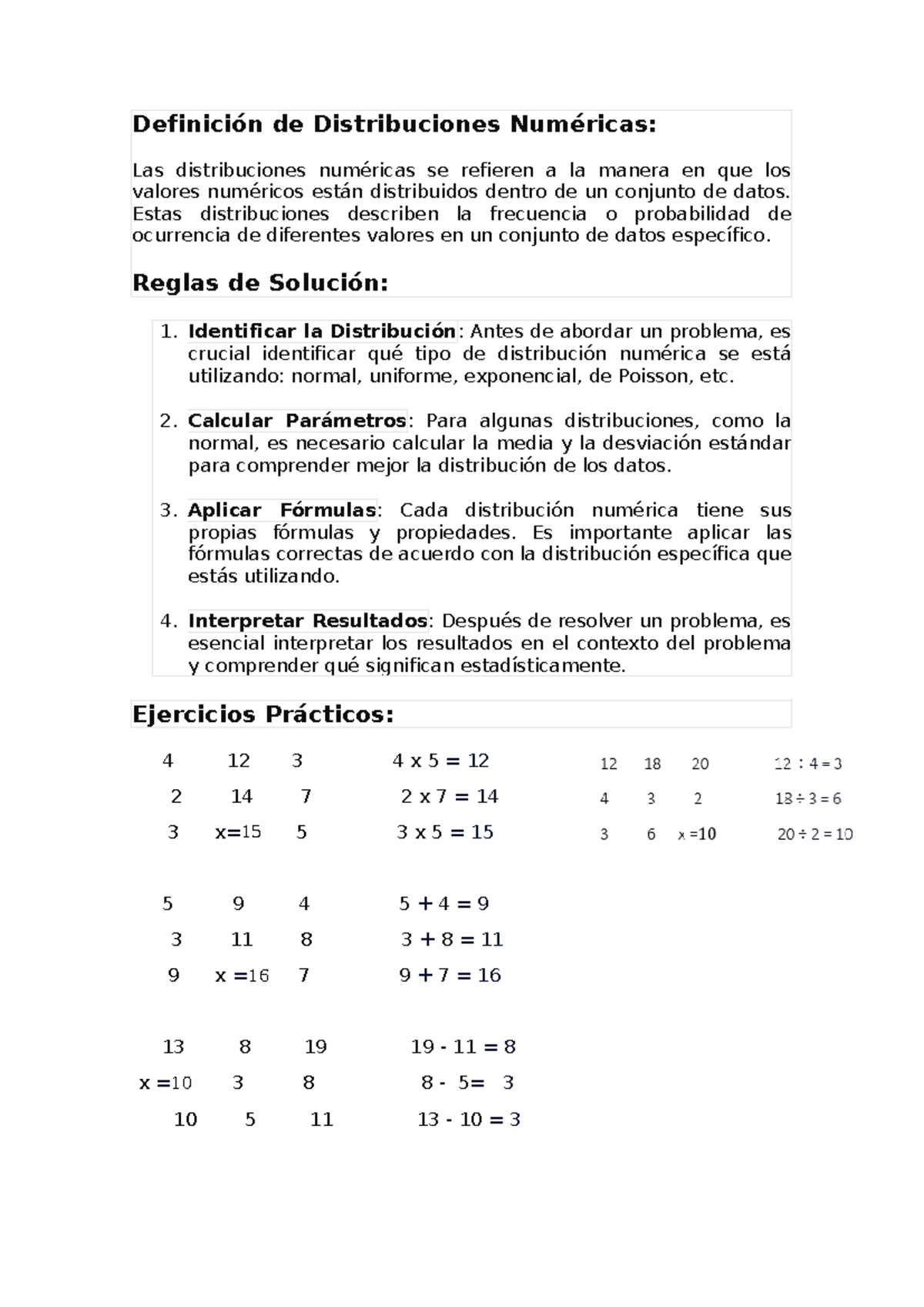 Definición de Distribuciones Numéricas - Definición de Distribuciones ...