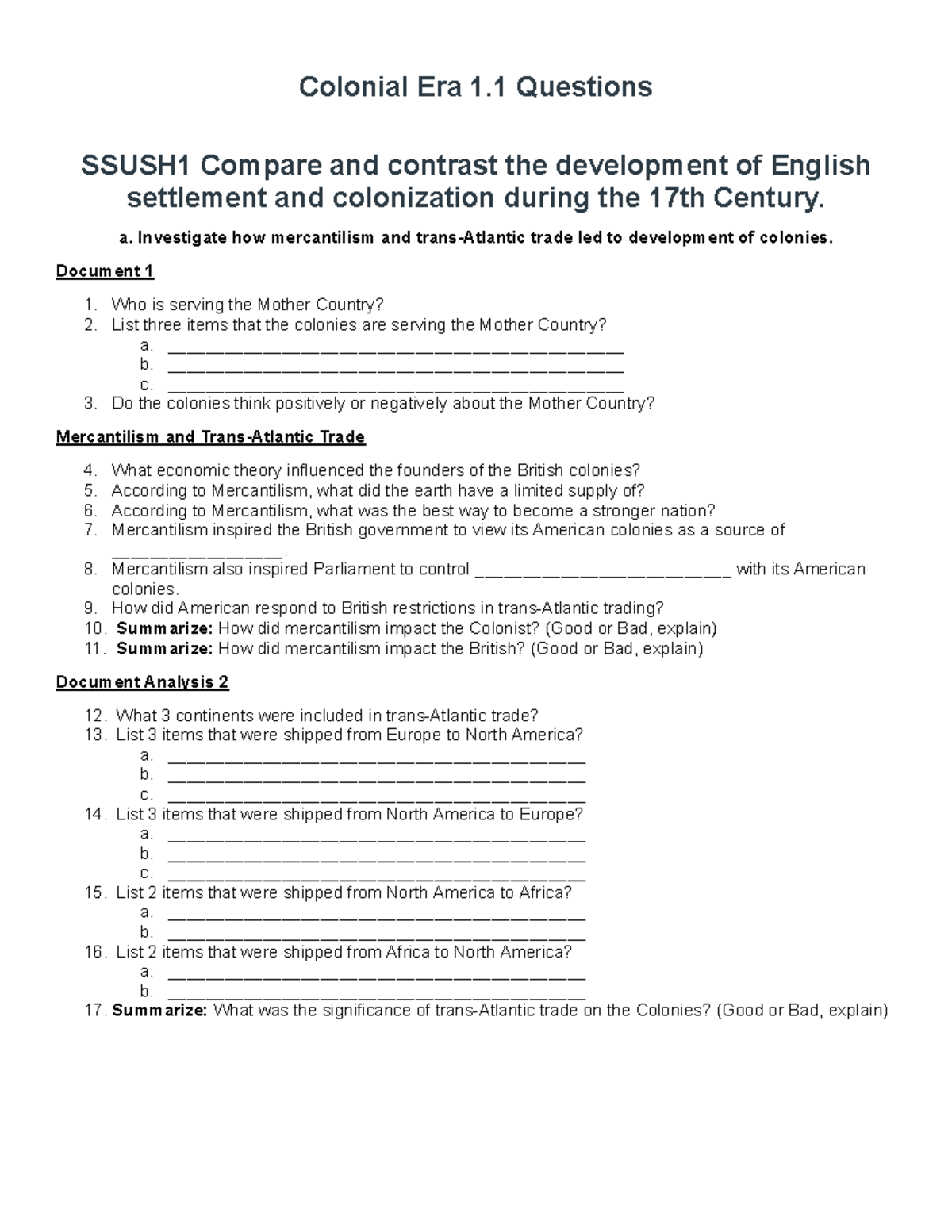 Annotated-colonial era 1.1 questions.docx - Colonial Era 1 Questions ...