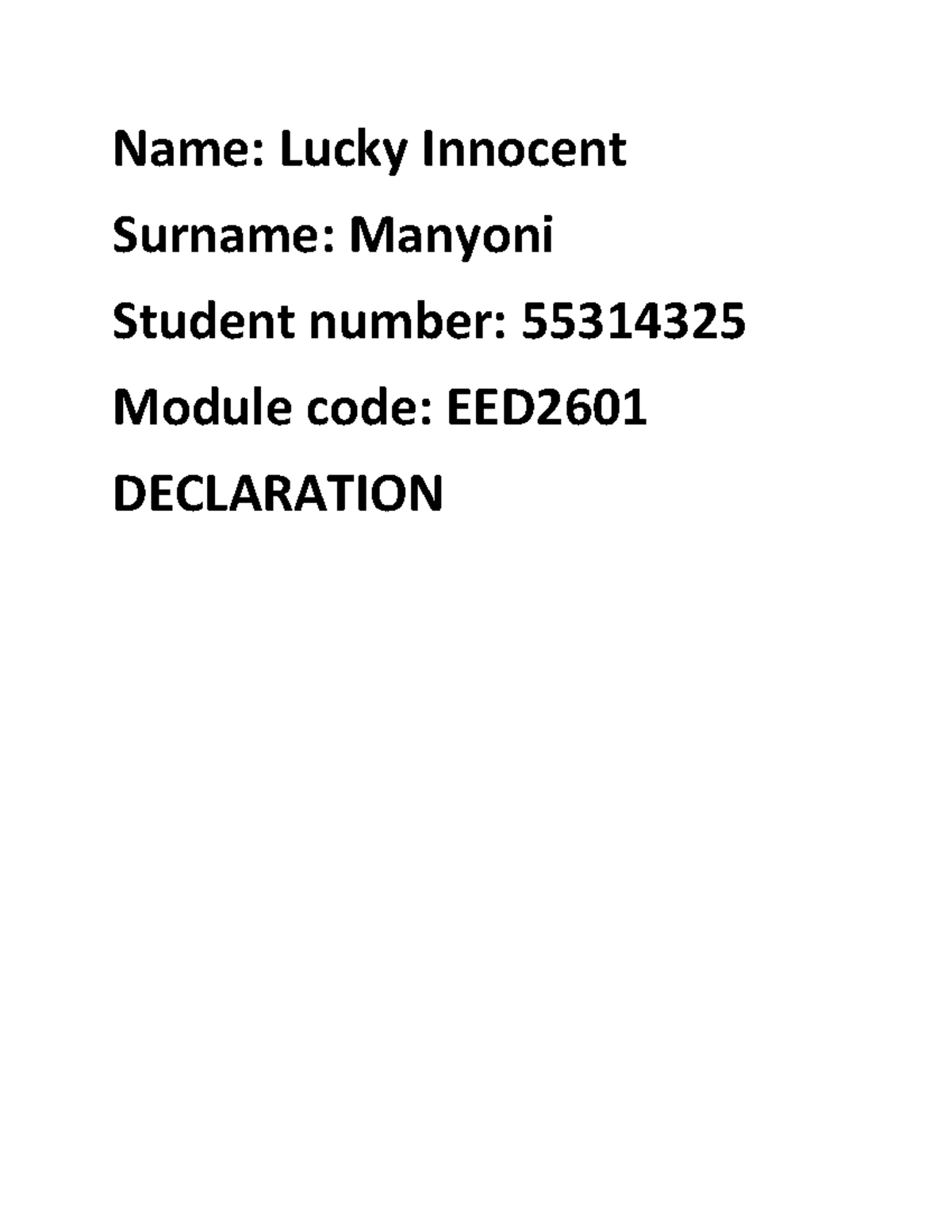 TMS ass3 - TMS ass3 - Name: Lucky Innocent Surname: Manyoni Student number: 55314325 Module code ...