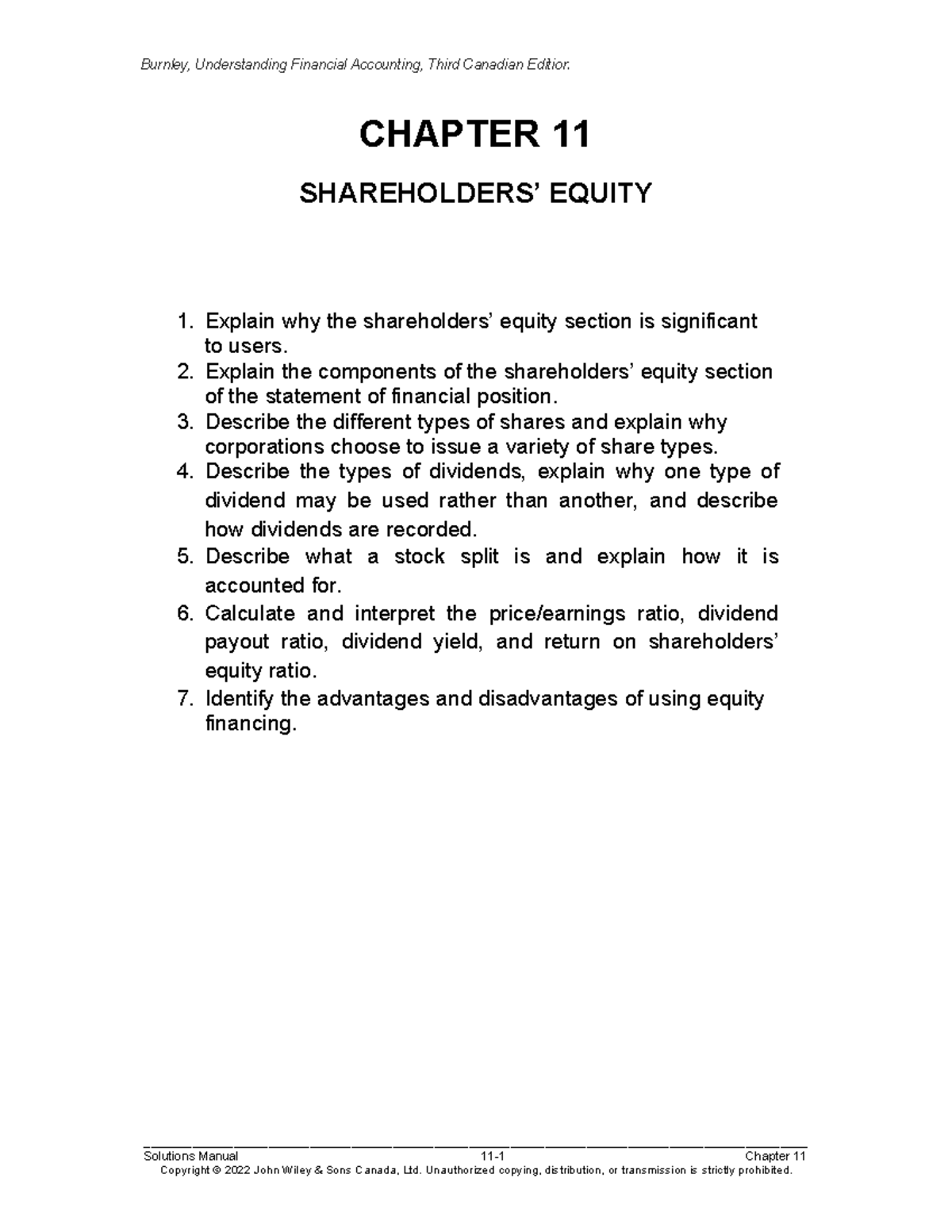 Ch11 answer key - Burnley, Understanding Financial Accounting, Third ...