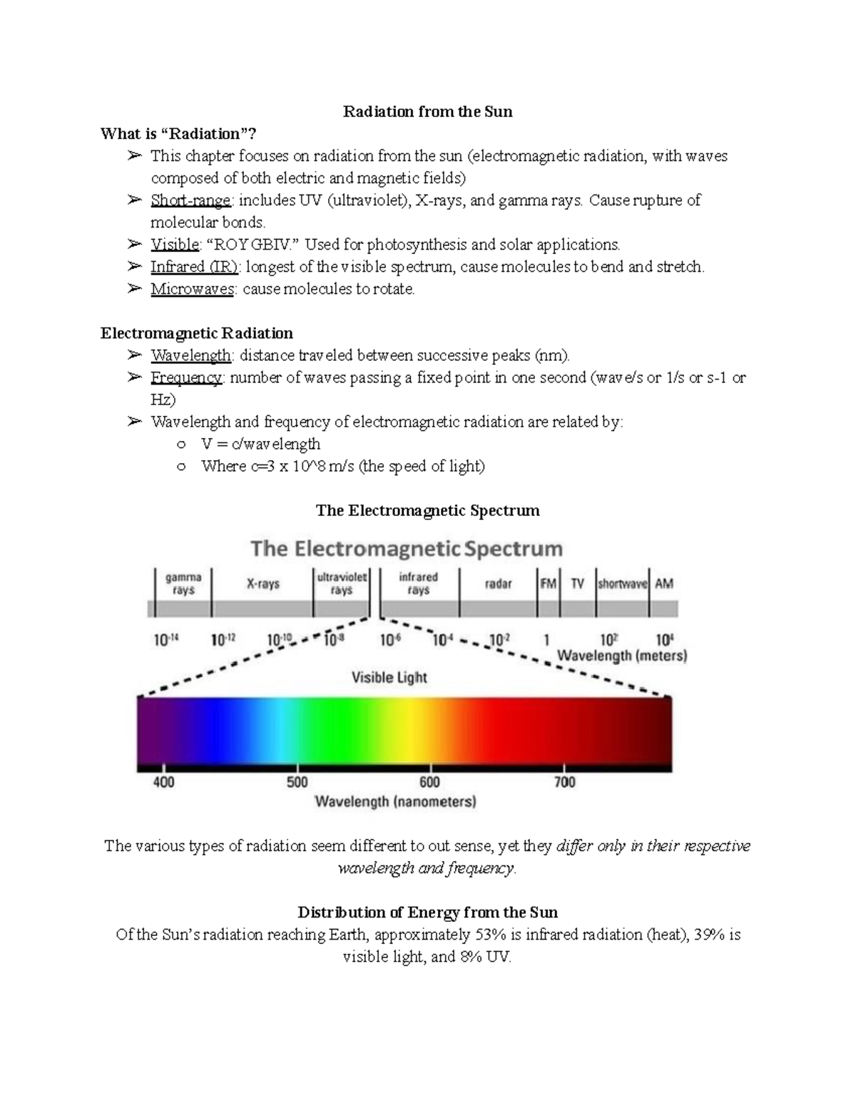 Lecture Radiation from the Sun - Radiation from the Sun What is ...