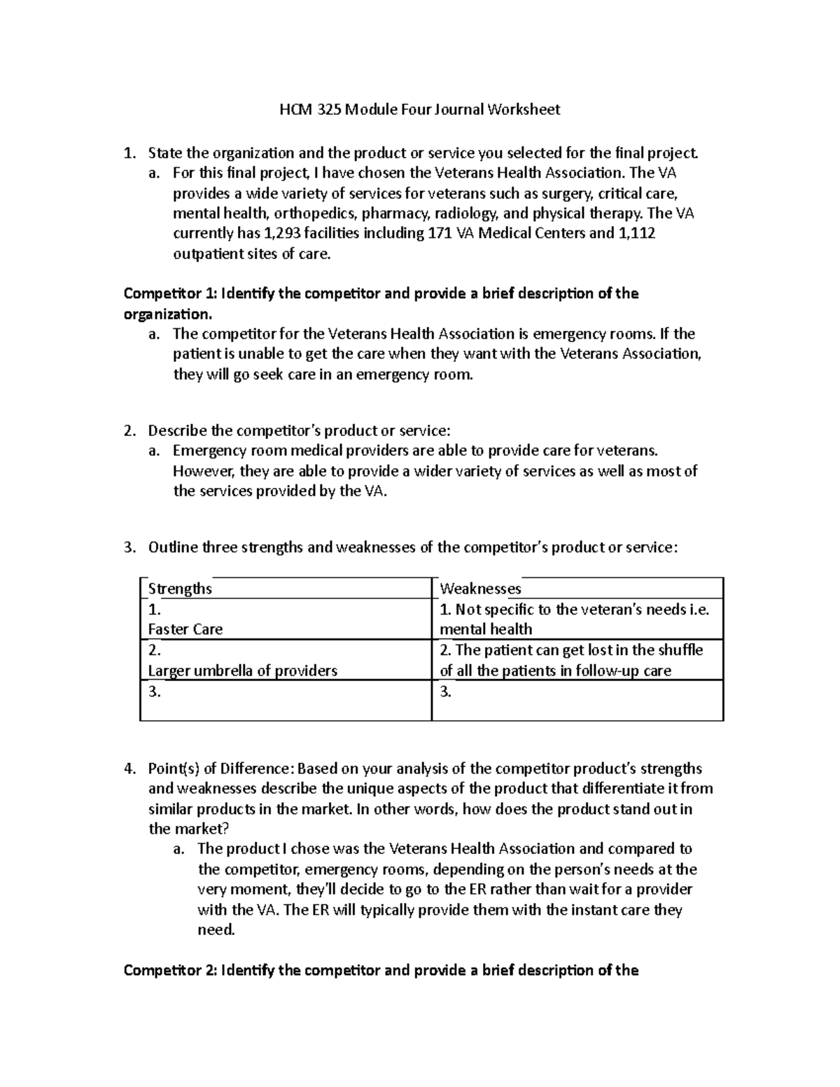 Kemper Michel Module Four Journal Worksheet - HCM 325 Module Four ...