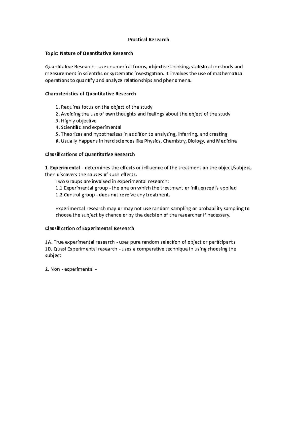 Research Handout #1.5 Nature of Quantitative Research - Practical ...