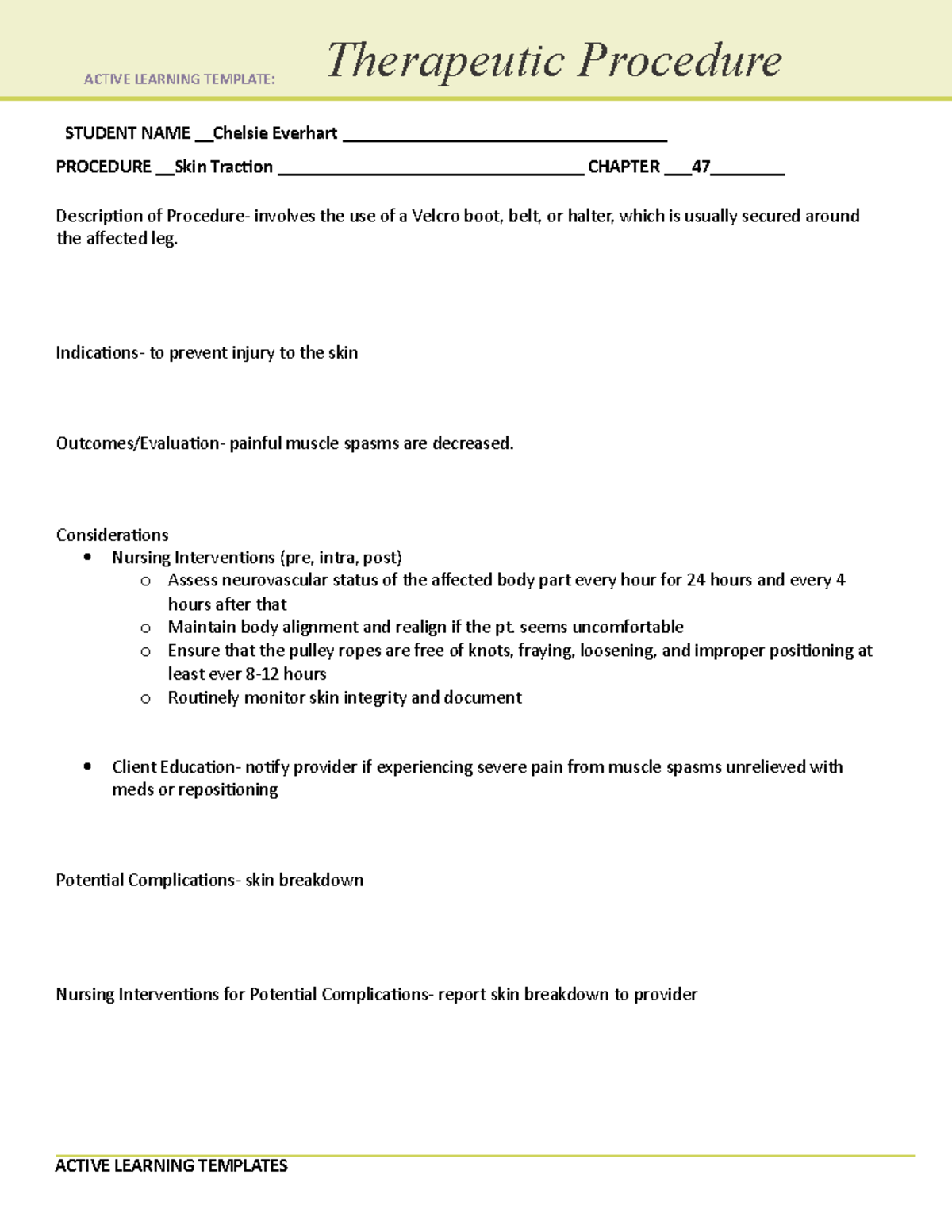 Skin Traction ATI Template - STUDENT NAME Chelsie Everhart