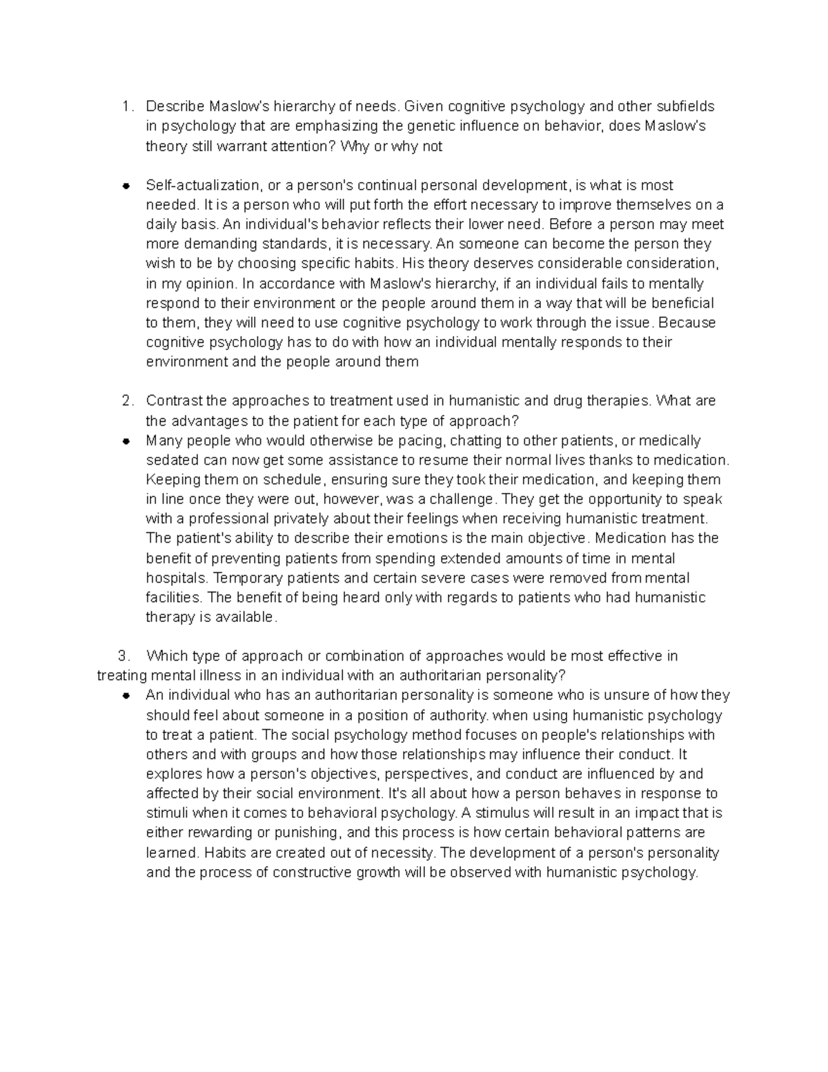 Excerise 9-4 - the assignment for that week - Describe Maslow’s ...