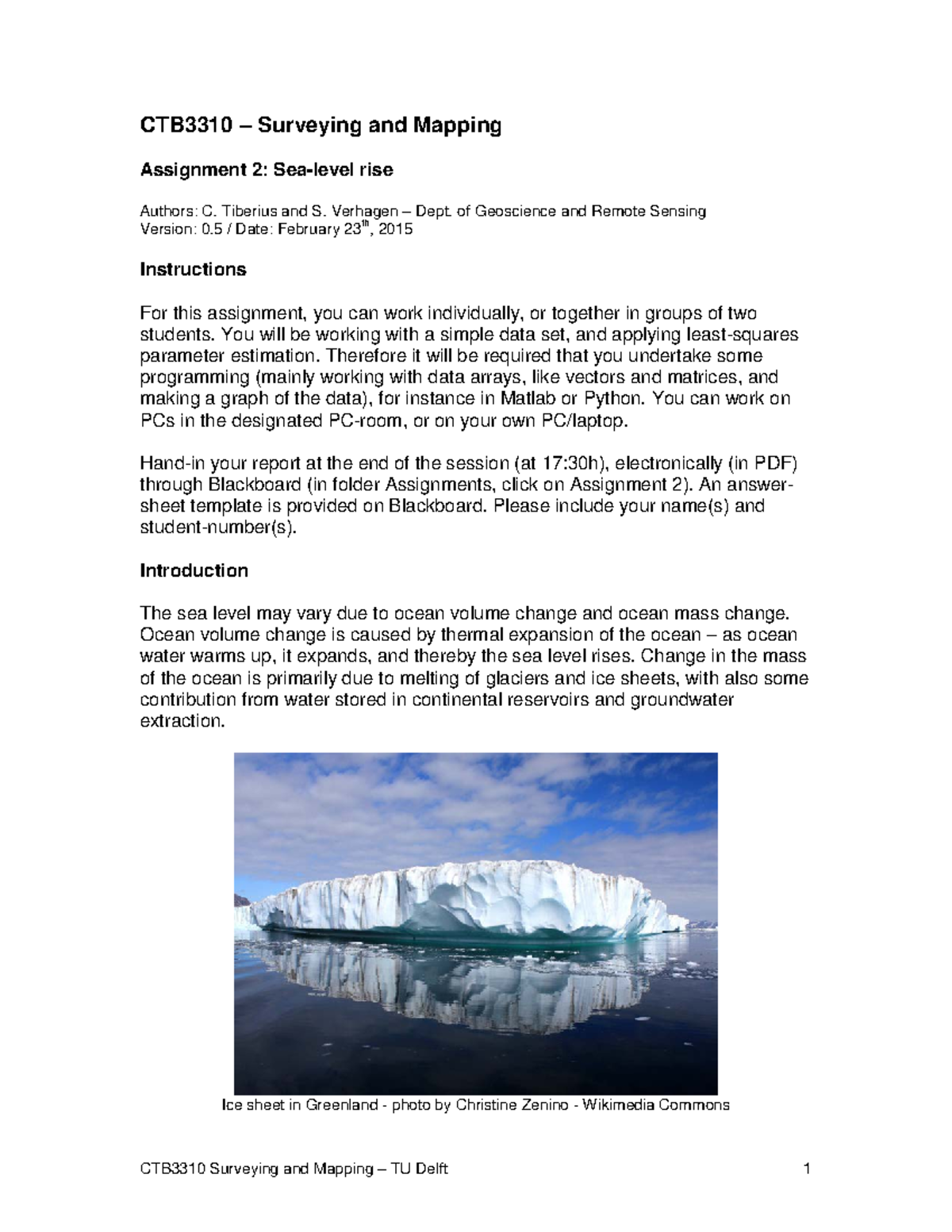 Practical - Assignment 2: Sea-level rise - CTB3310 – Surveying and Mapping Assignment 2: Sea ...