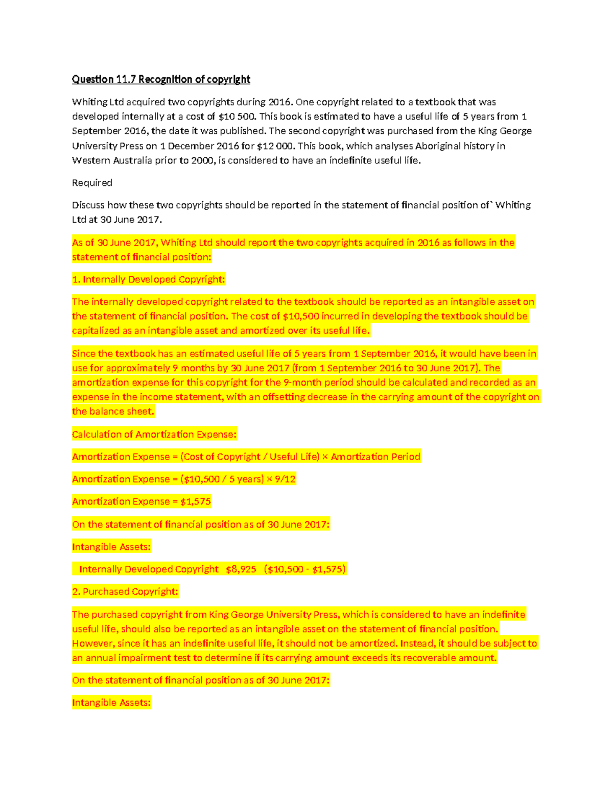 AF210 Week 5 Solutions - Question 11 Recognition of copyright Whiting ...