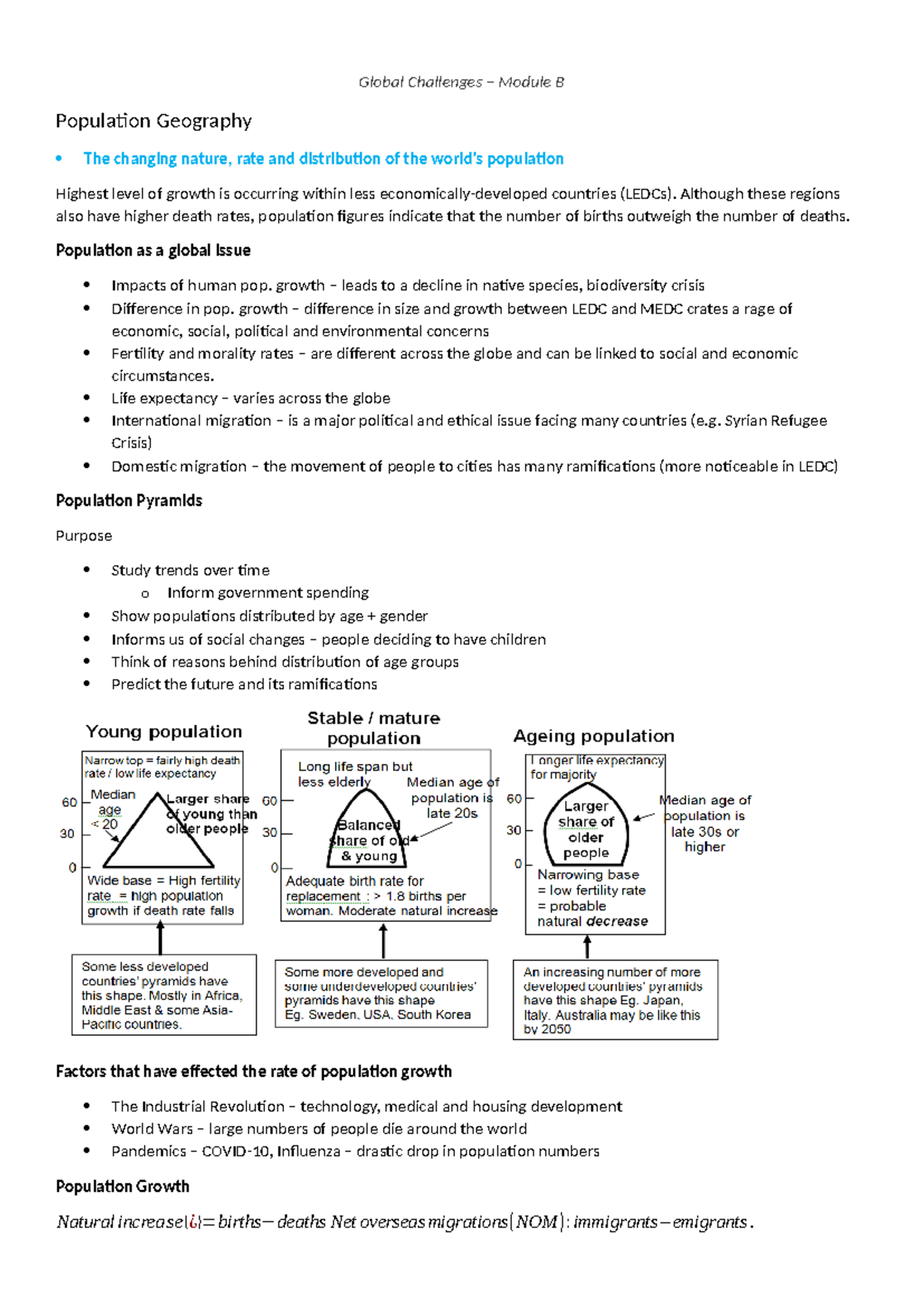 Module B - Global Challenges - Global Challenges – Module B Population ...