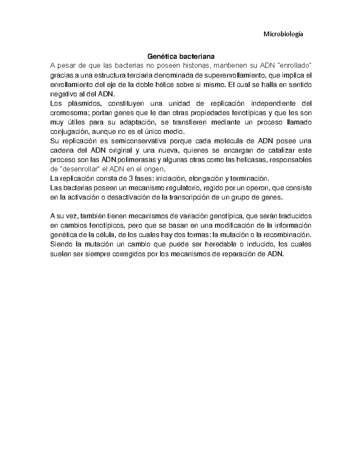 Genética bacteriana - Warning: TT: undefined function: 32 Microbiología Genética bacteriana A ...