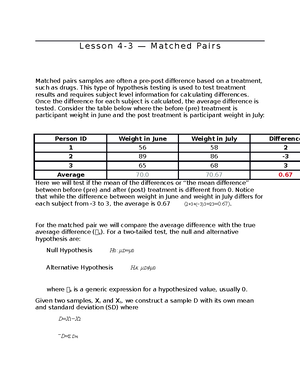 Lesson 3-3 - Introduction to Hypothesis Testing - L e s s o n 3 - 5 M e ...