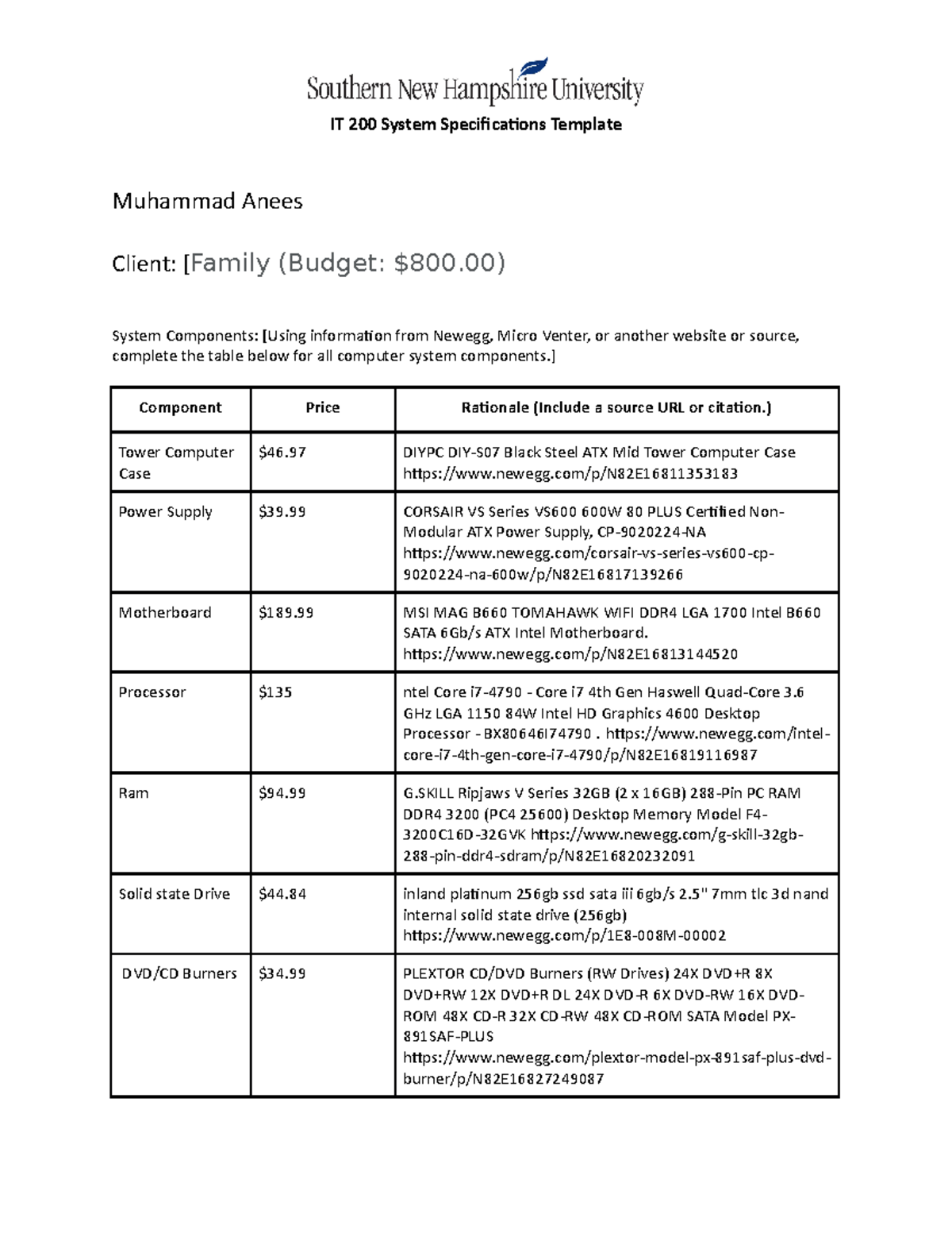 IT 200 System Specifications Template - Studocu