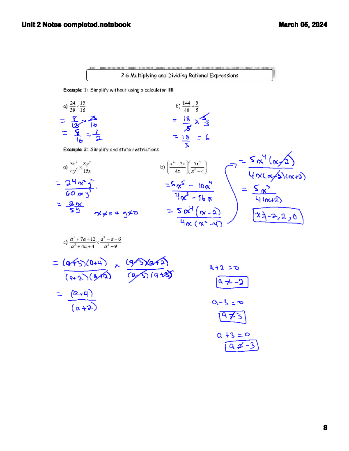 2.6 - Multiplying and Dividing Rational Expression completed - Studocu