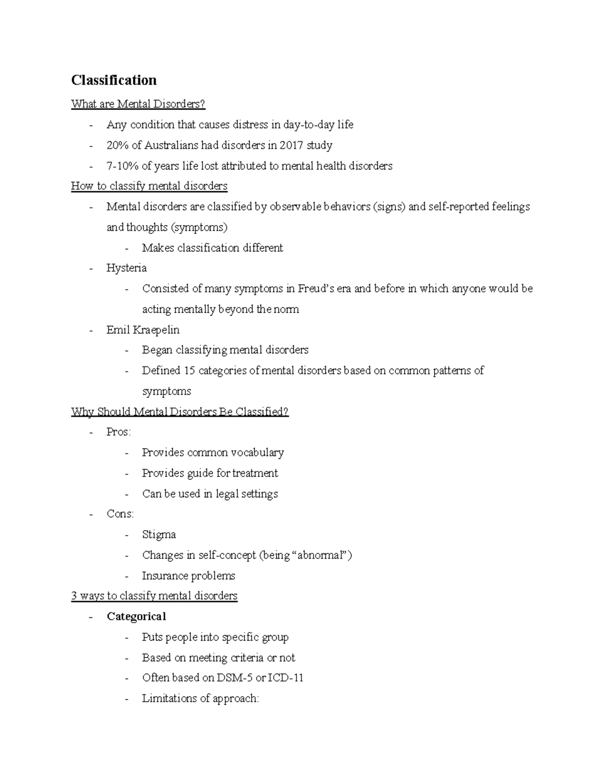 Psychopathology Study Guide - Classification What are Mental Disorders ...